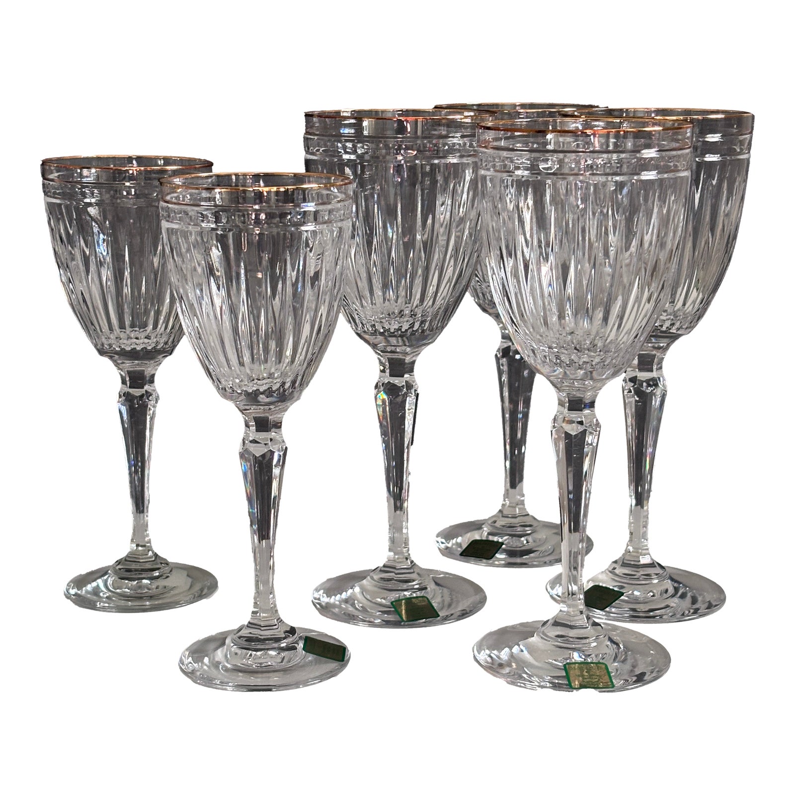 1990s Waterford Hanover Gold Crystal Stemware Goblets, Ireland- Set of ...