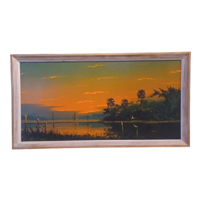 Vintage Florida Highwayman Firesky Scene Oil Painting by Sam Newton ...