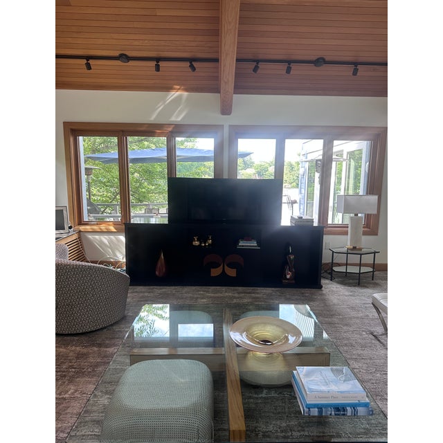 Monumental Custom Media Console With Inlaid Wood Art Panels — 103 ...