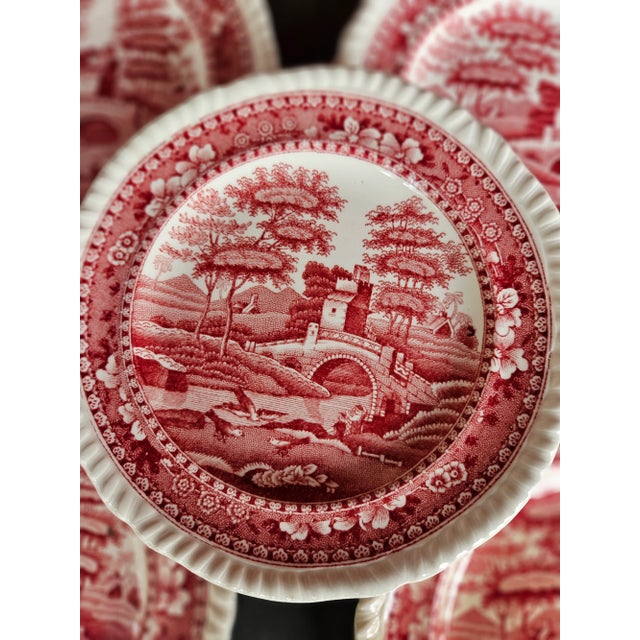 Antique Spode Pink Tower Small Plates - Set of 8 | Chairish