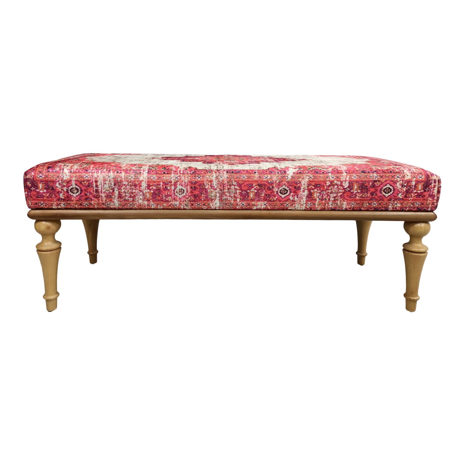 Handmade Red Rug Upholstered Bench | Chairish