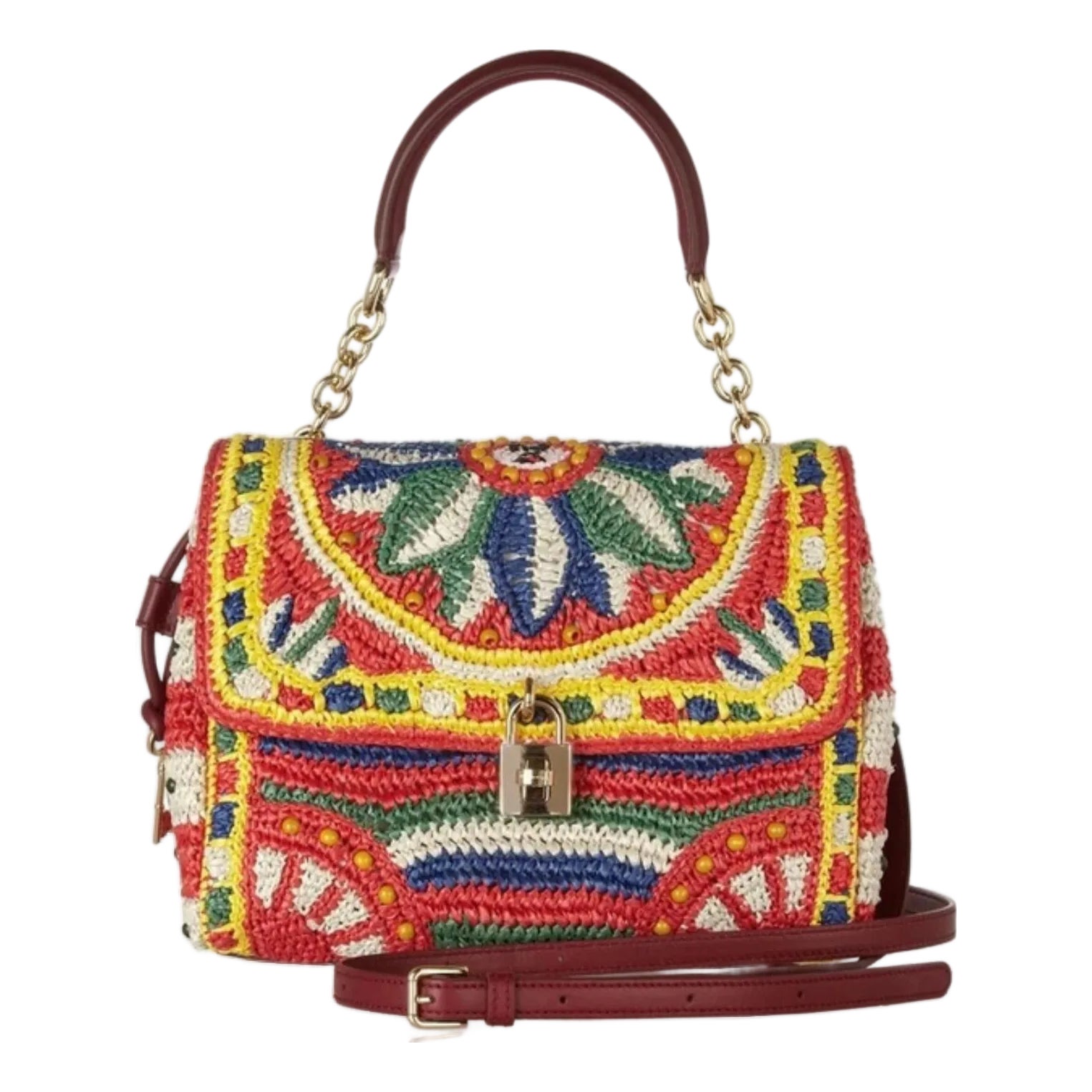 Dolce & Gabbana Miss Dolce Raffia Sicily Woven Top Handle Bag Shoulder ...