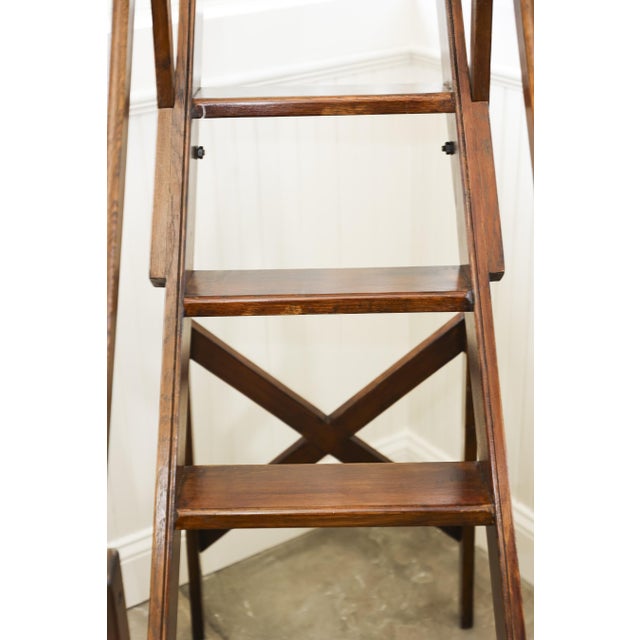 Antique Mahogany Collapsible Library Step Ladder | Chairish
