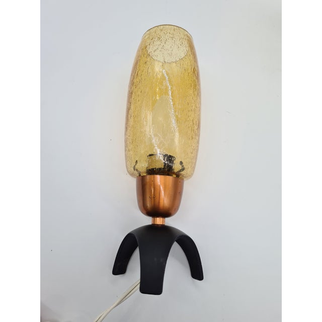 Vintage German Table Lamps in Yellow Glass and Black Metal, 1960s, Set ...