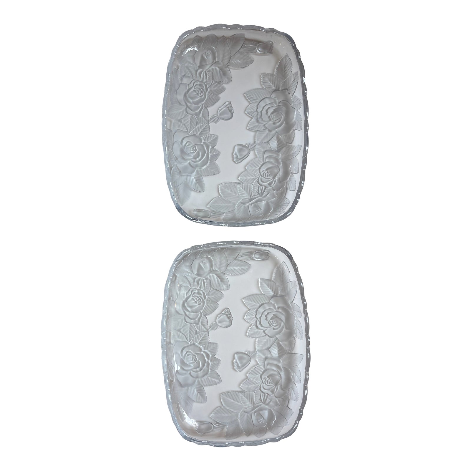 Vintage Studio Nova Crystal Beauty Rose Oblong Platters- Set of 2 ...