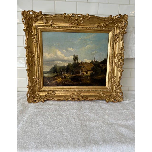 Arthur James Stark Thatched Cottage Landscape Painting, Framed | Chairish