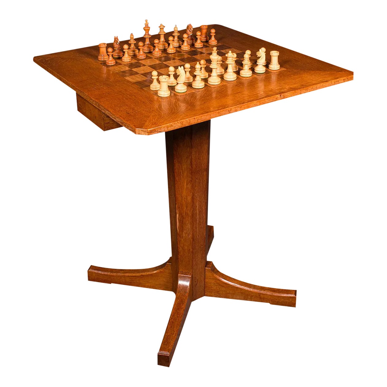 1950s Antique English Oak Chess Table | Chairish