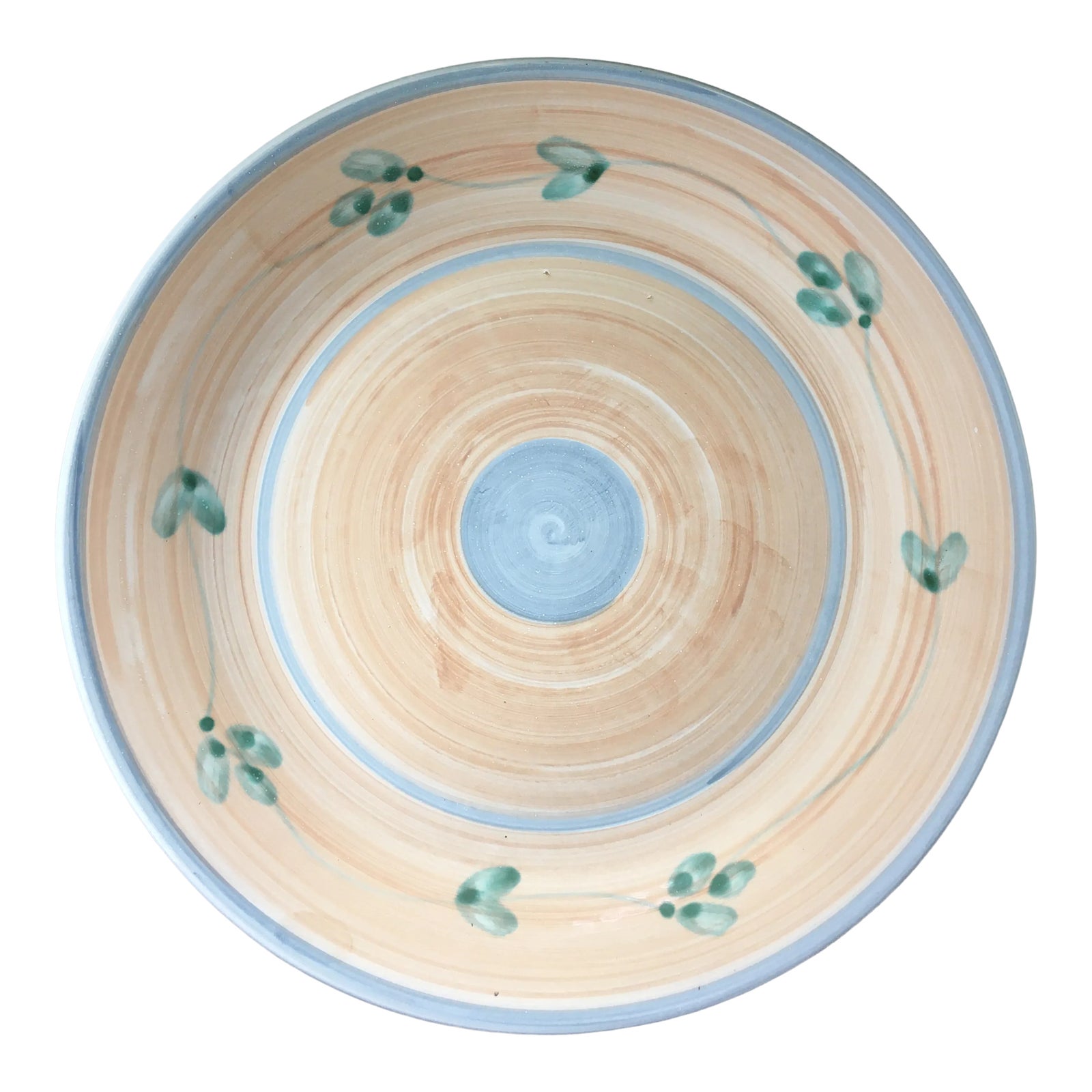 Vintage Caleca Peach Floral Italian Ceramic Serving Platter | Chairish