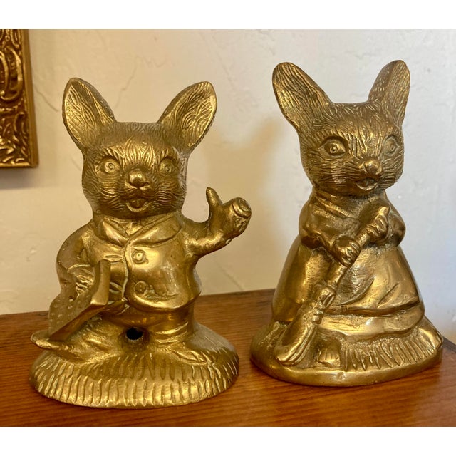 Vintage English Brass Rabbit Figures - a Pair | Chairish