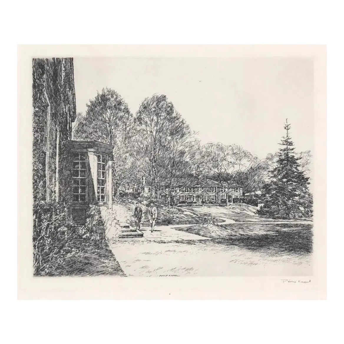 1959 Philip Kappel Frederick Gunn School Washington Connecticut Etching ...