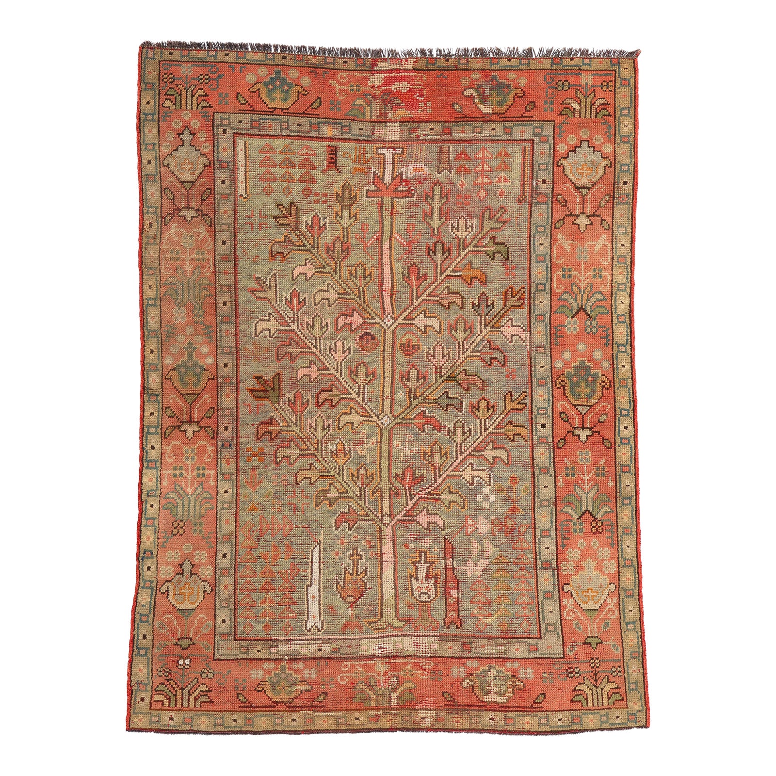 Antique Turkish Oushak Tree of Life Rug - 04'09 X 06'05 | Chairish