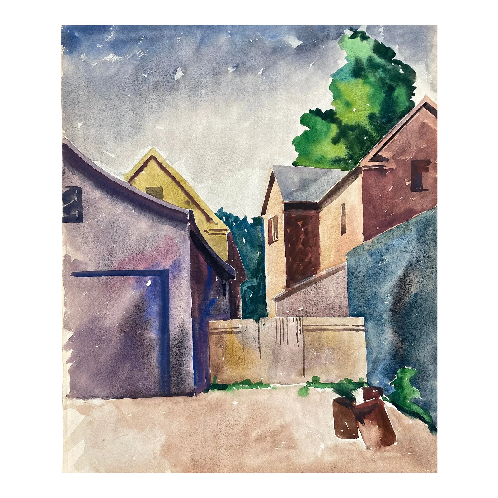 1930s James Wilson Alley Watercolor | Chairish