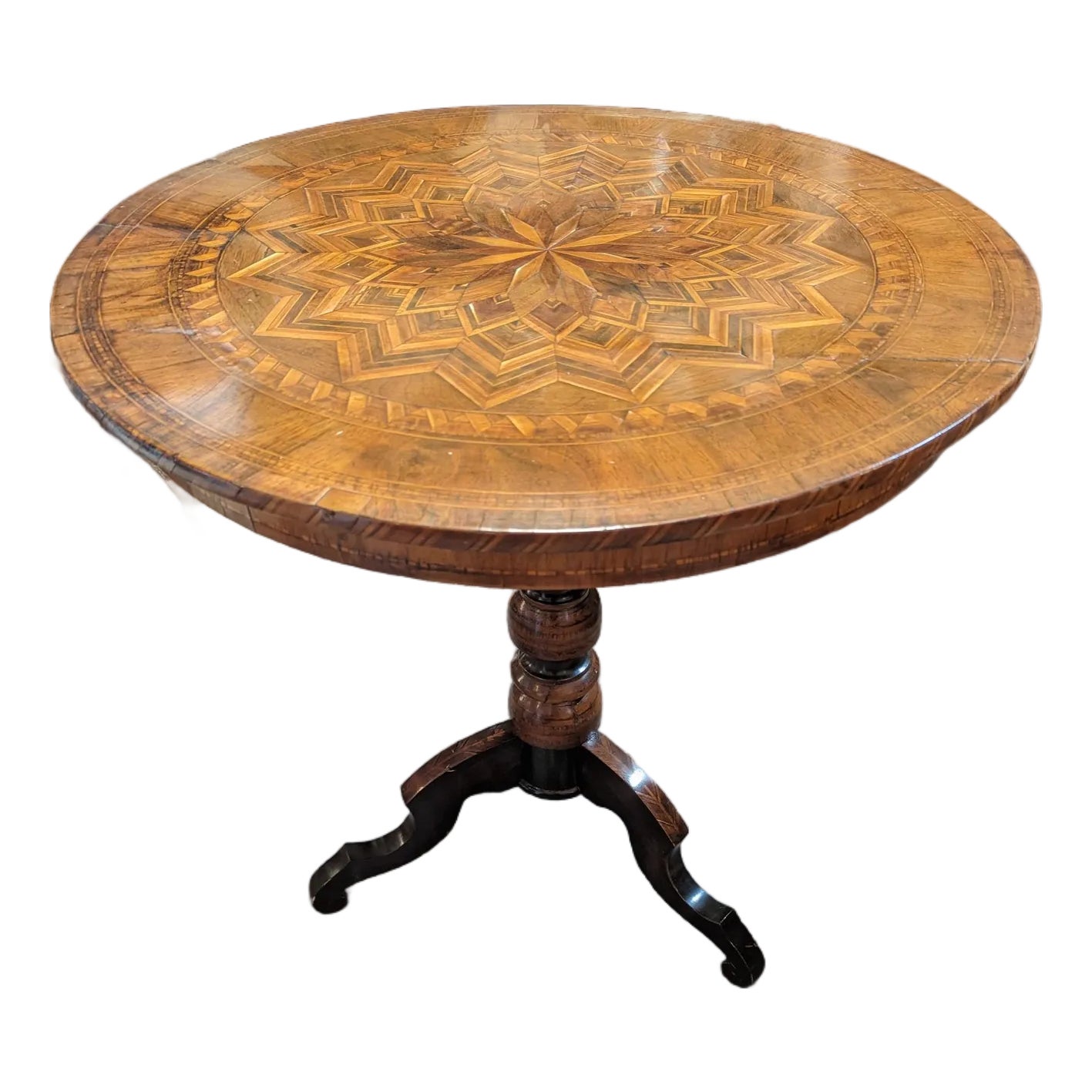 Early 20th Century Inlay Round Table | Chairish