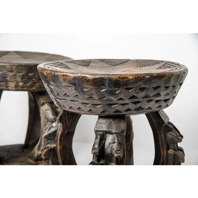 Antique African Hand Carved Wood Figural Low Stools, Gabon, A-Pair ...