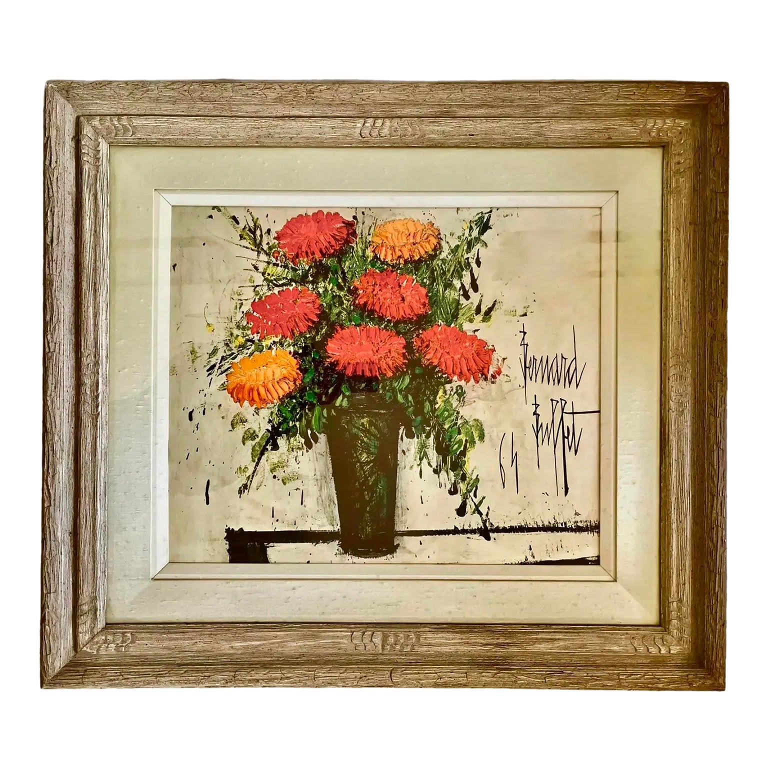 Bernard Buffet (1928-1999) Large Floral Still Life Lithograph "Soucis ...