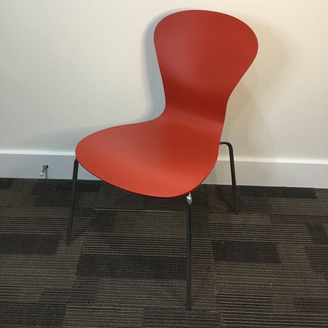 Knoll Studio Sprite Red/Orange Molded Plywood Side Chair | Chairish