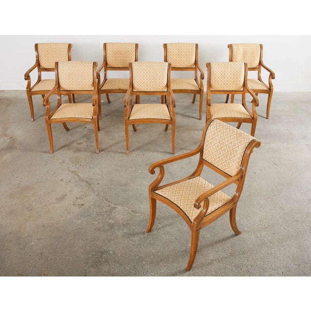 Set of Eight English Regency Style Dining Armchairs | Chairish