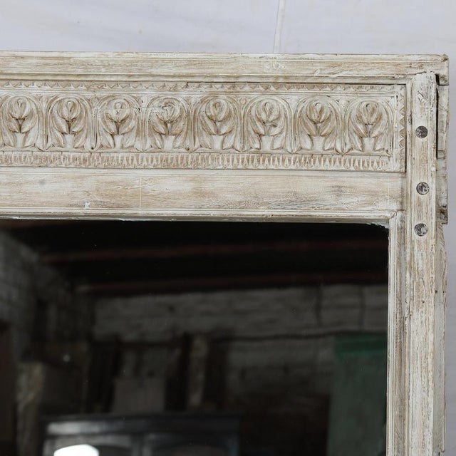 Antique Indian Bleached Teak Mirror Frame | Chairish