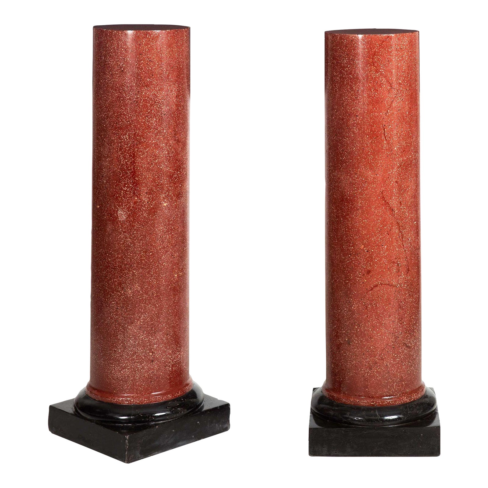 Pair of Neoclassical Simulated Porphyry Scagliola Pedestal Columns ...