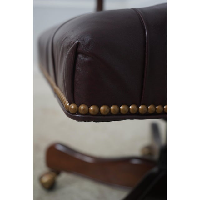 Hancock & Moore Burgundy Leather Office Desk Chair | Chairish