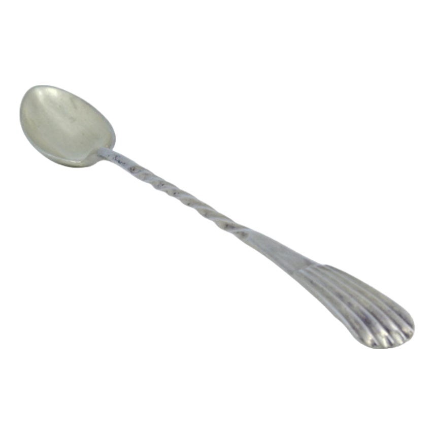 Silver Soda Spoon with Twisted and Embossed Handle | Chairish