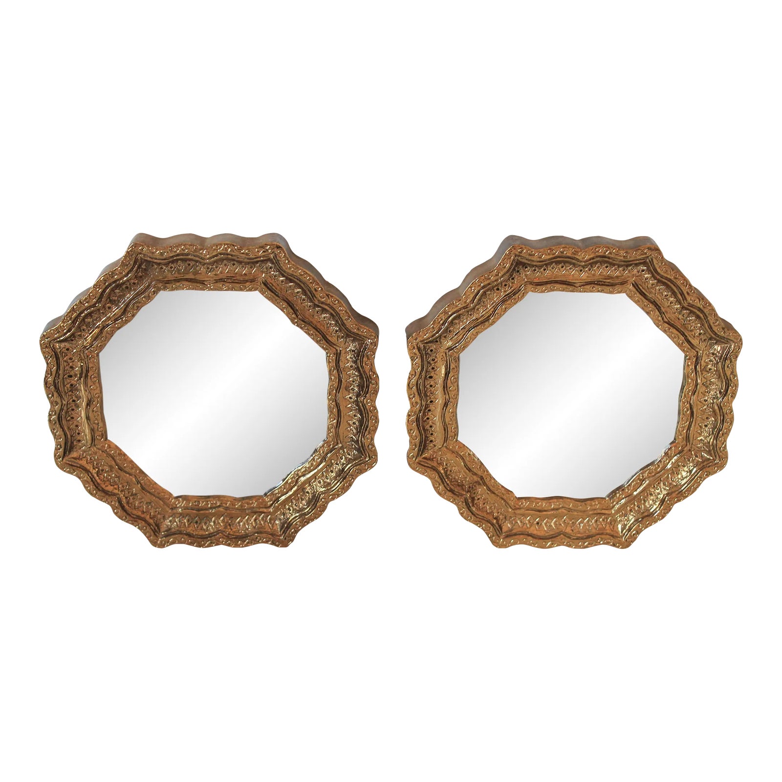Vintage Gold Frame Octagon Wall Mirrors - a Pair | Chairish