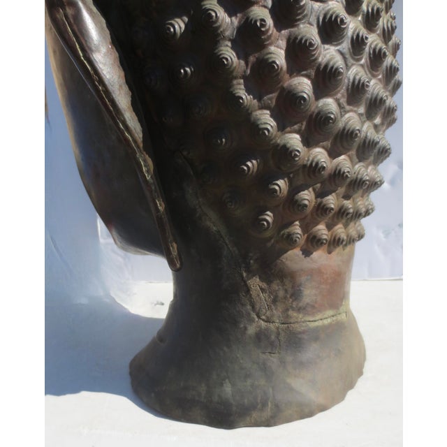 Large Chinese Copper Buddha Head | Chairish