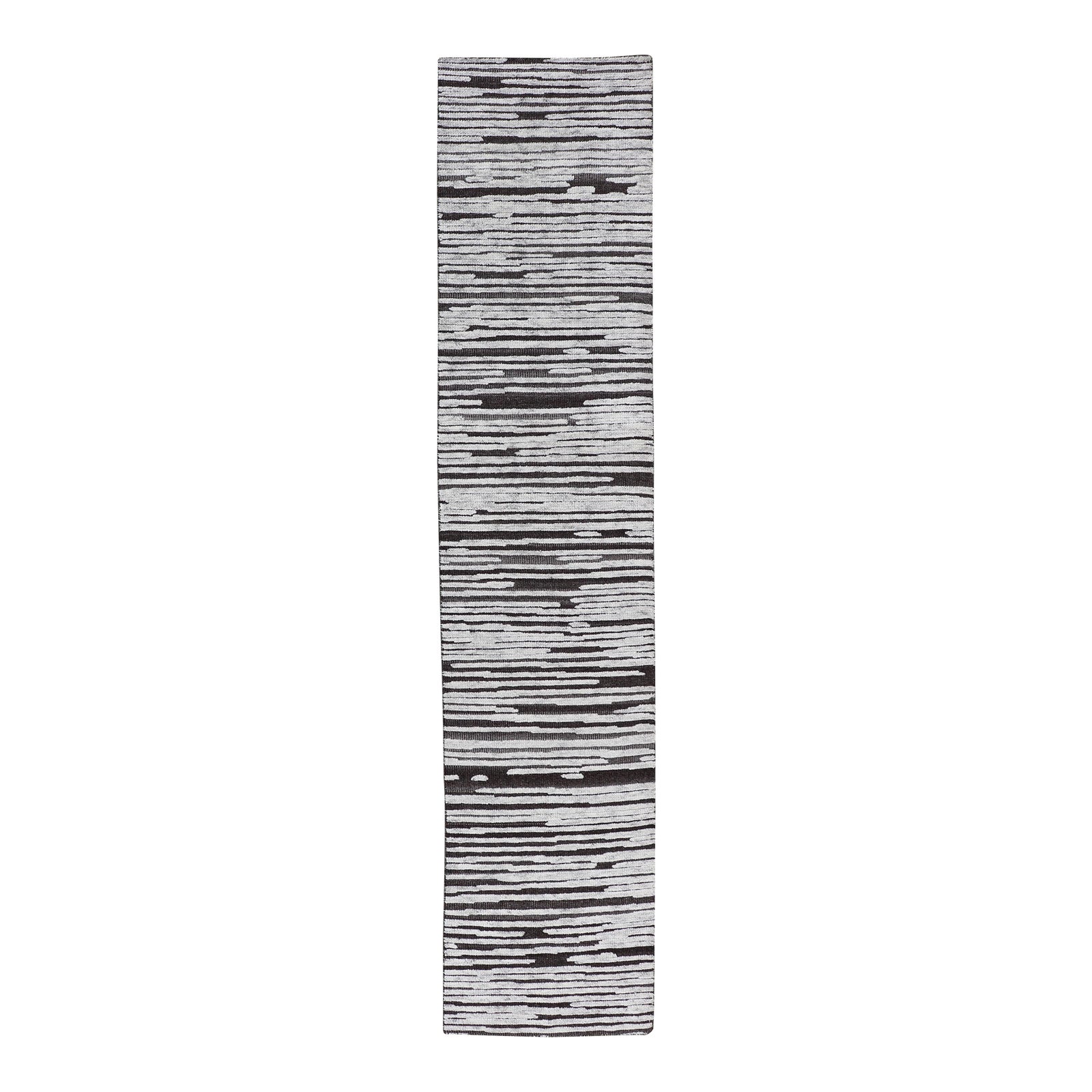 Modern Runner With Abstract Linear Design in Charcoal and Light Grey 2 ...