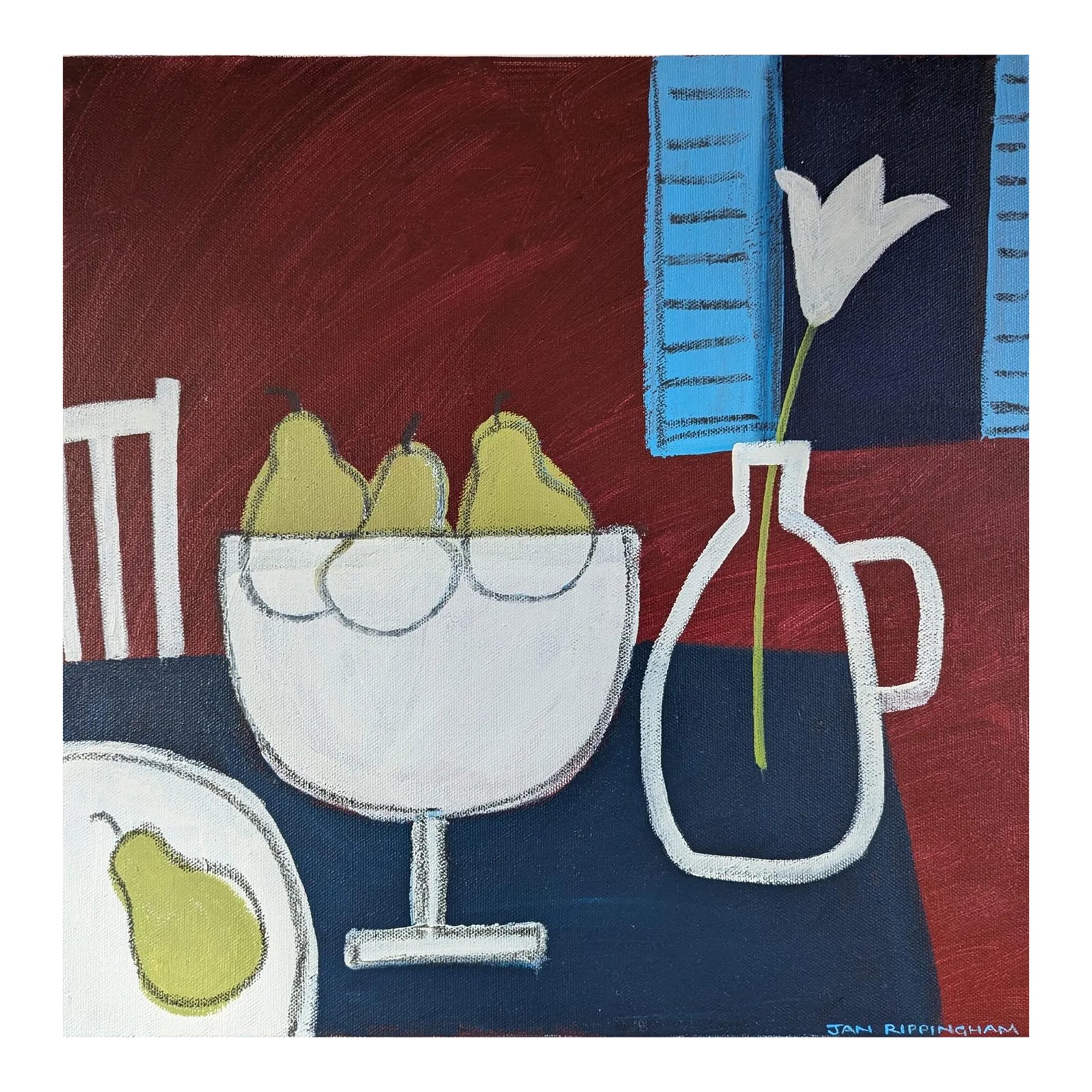 Contemporary 'Still Life With 4 Pears' Vintage Original Semi-Abstract ...