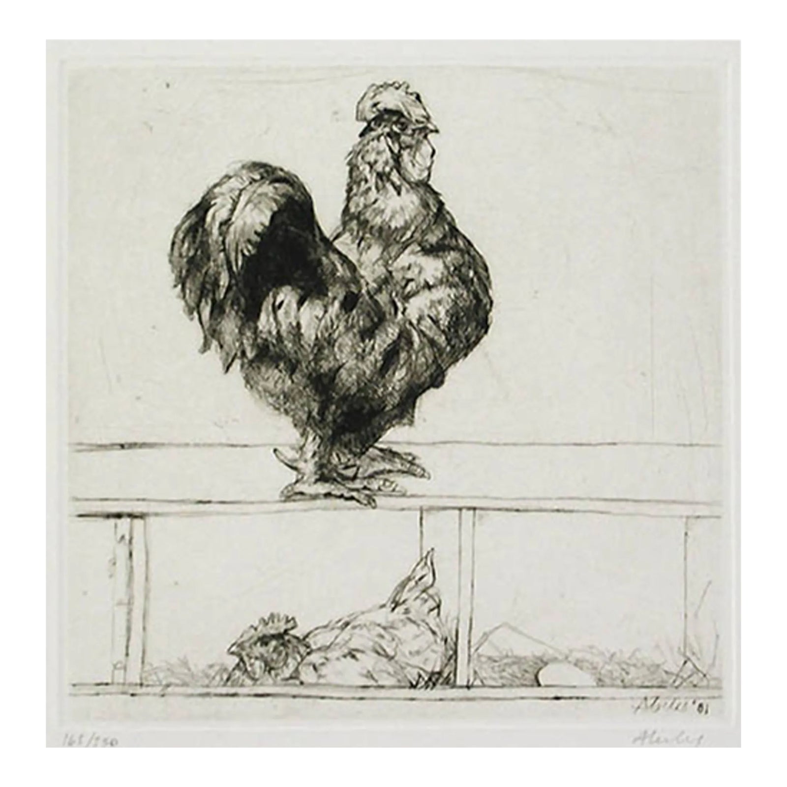 1981 Sigmund Abeles Cock of the Roost Etching | Chairish