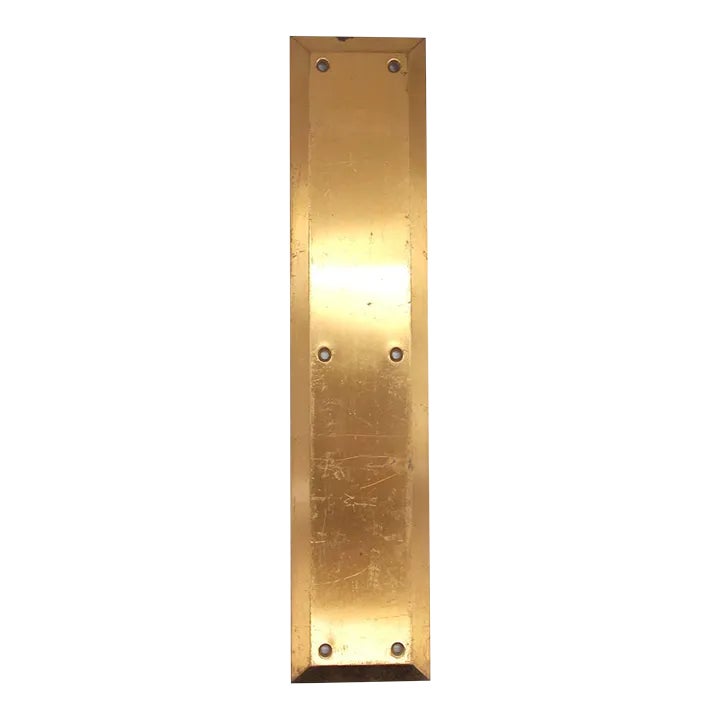 Vintage 14 In. Polished Brass Door Push Plate | Chairish