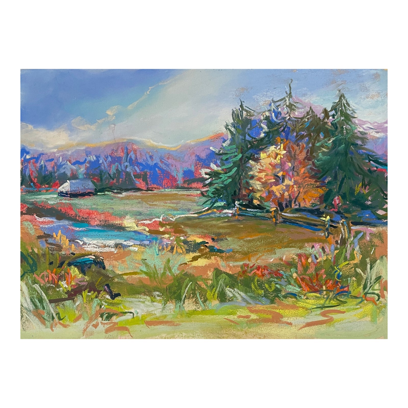 1990s Susan Glendenning Pacific Northwest Landscape Pastel | Chairish