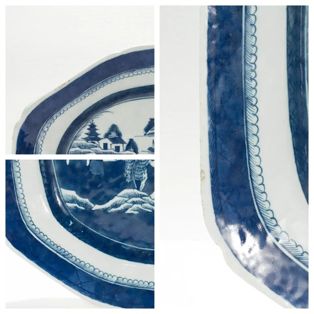 Large Antique Blue & White Canton Pattern Chinese Export Porcelain ...