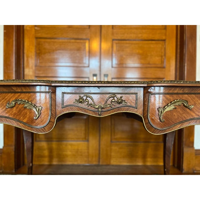 Palatial Mounted French 19th Century Louis XIV XV Bureau Plat Marquetry ...