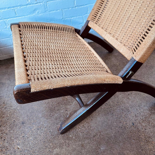 Vintage Hans Wegner Paper Cord Folding Rope Chair | Chairish