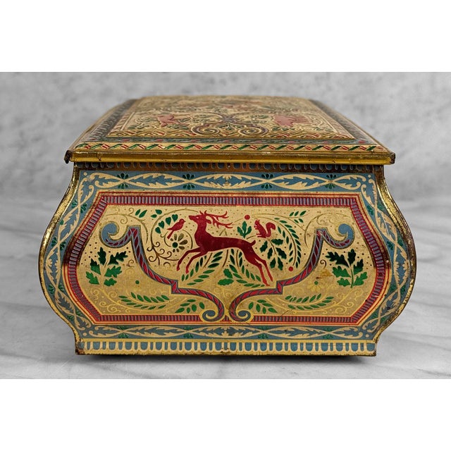 Vintage English Traditional Animal Hunt Embossed Tin Storage Box | Chairish