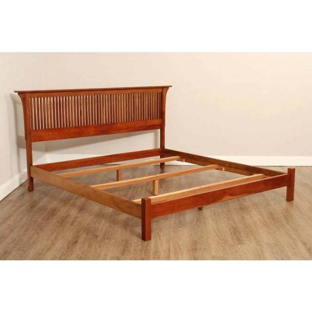 Stickley Mission Collection King Size Cherry Spindle Bed | Chairish