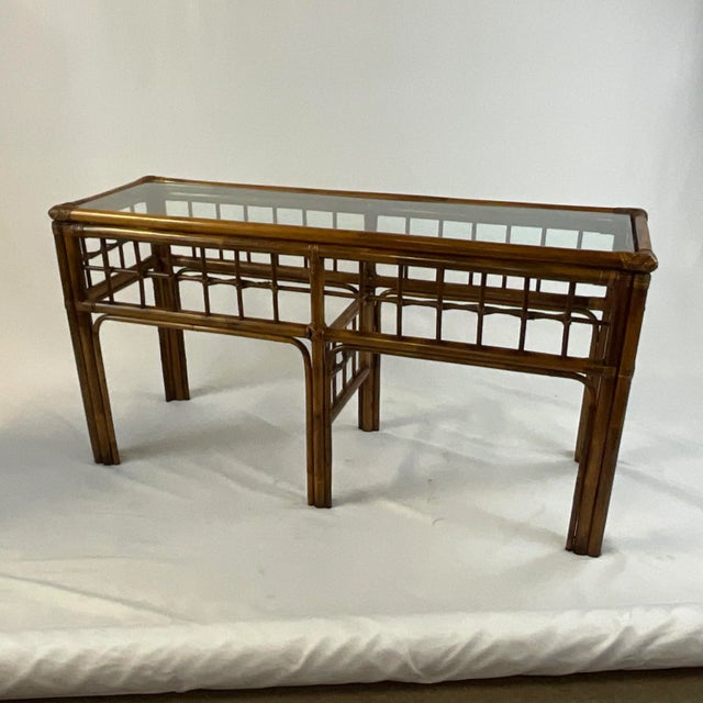Vintage 1970s Boho Chic Bamboo Console Table. | Chairish