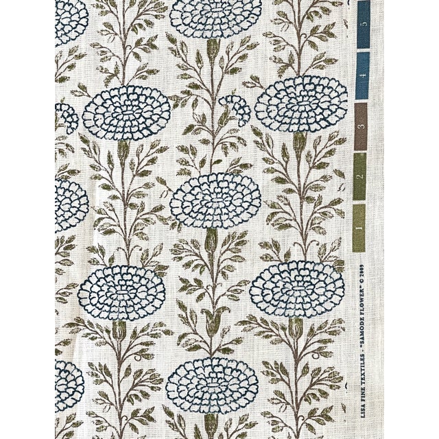 Lisa Fine "Samode" Fabric - Blue on Oyster | Chairish