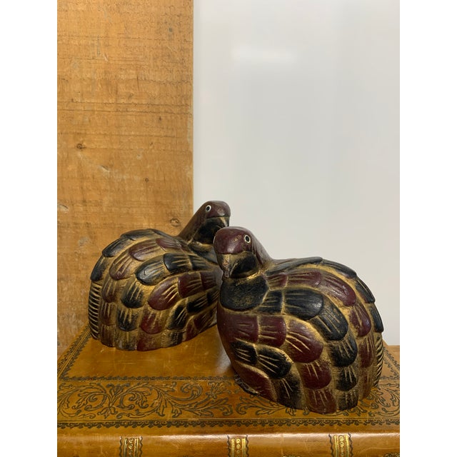 Pair of Antique Japanese Hand Crafted Quail Figures | Chairish