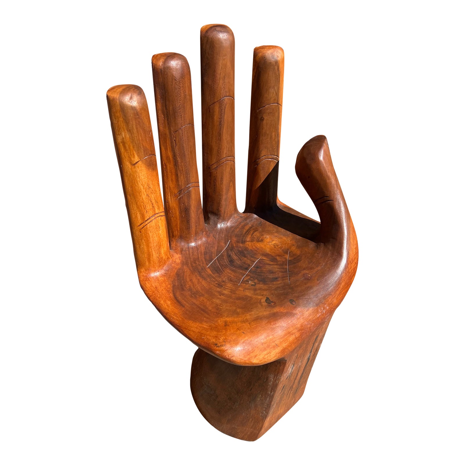 1970s Brown Wooden Hand Chair | Chairish