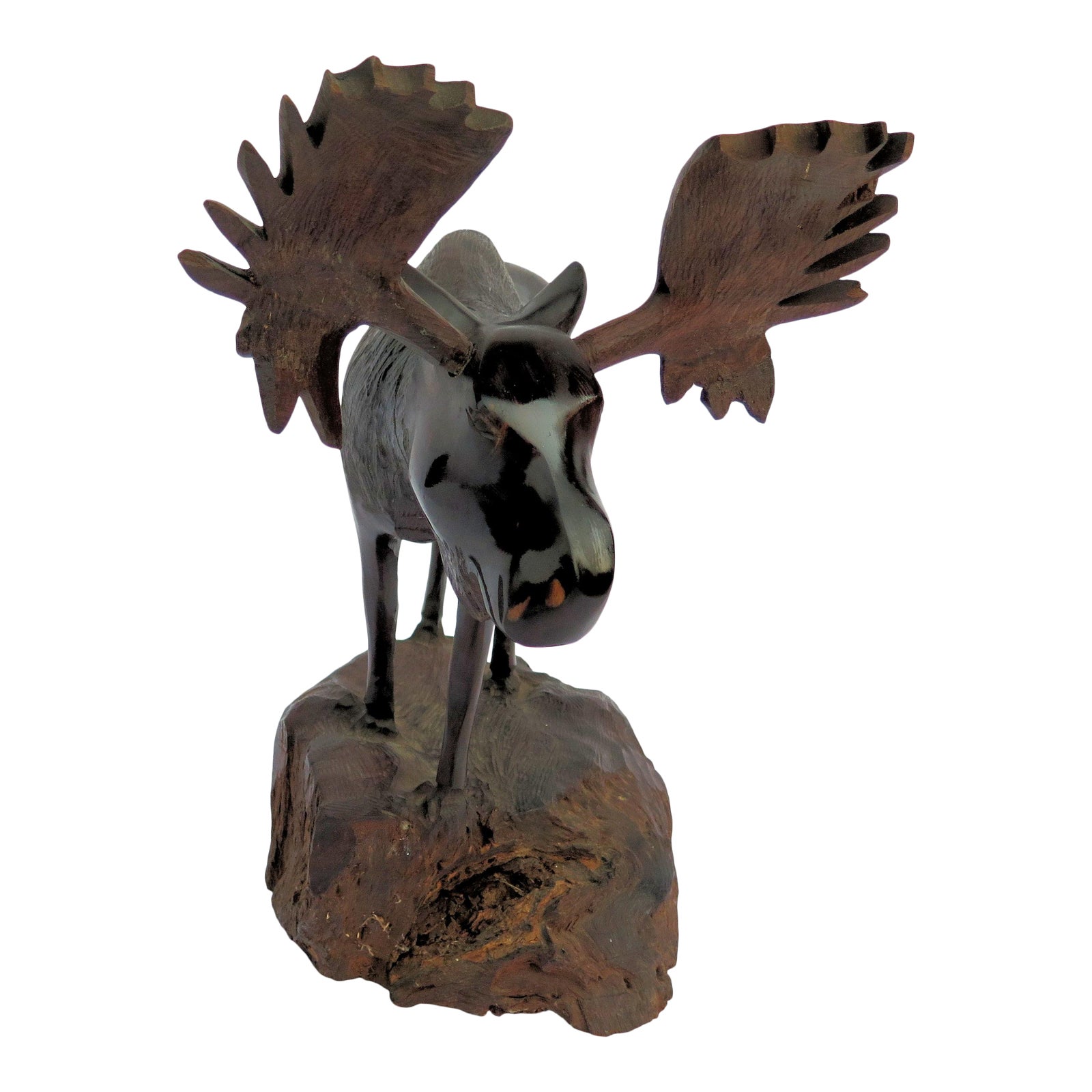 Hand Carved Adult Moose | Chairish