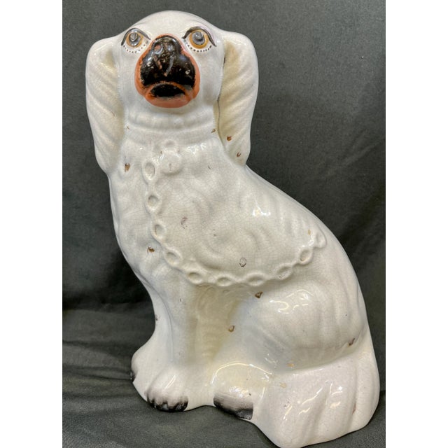 Antique Pair of 10” White Staffordshire Dog Figurines From England ...