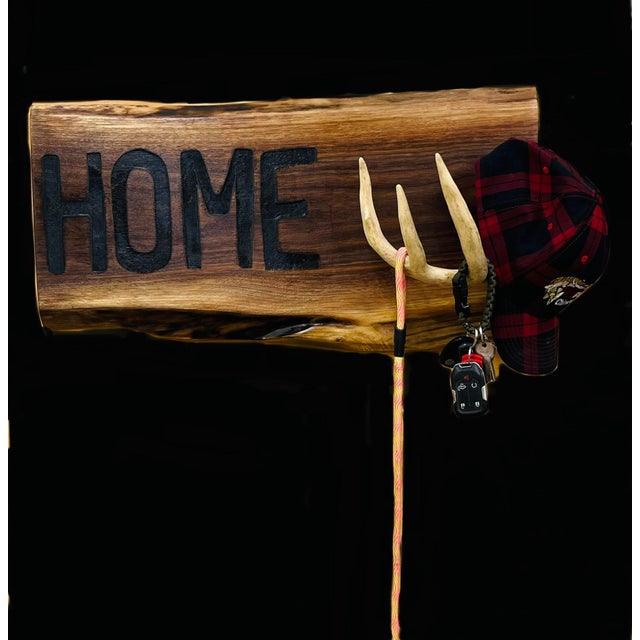 Hand-Branded Walnut Sign With Deer Antler Hanger - Custom Rustic Hanger ...