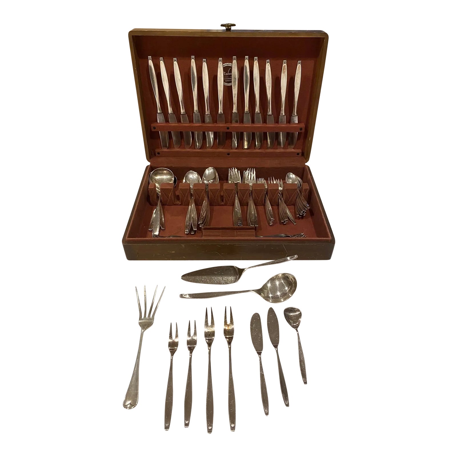 Vintage 1980's Wilkens Flatware , Serving Set and Silver Chest- 83 ...