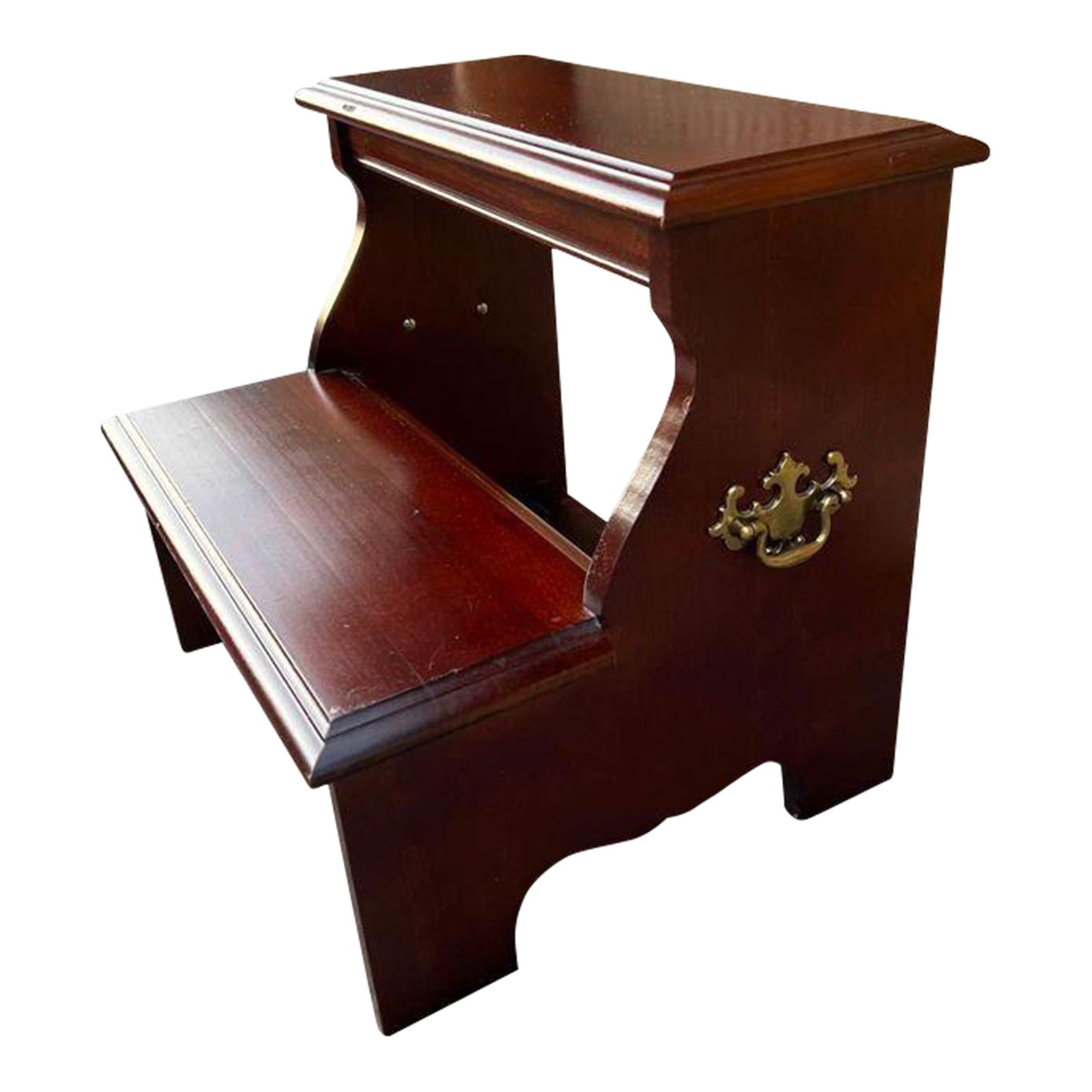 Vintage Georgian Design Bed or Library Step Stool, Brass Handles | Chairish
