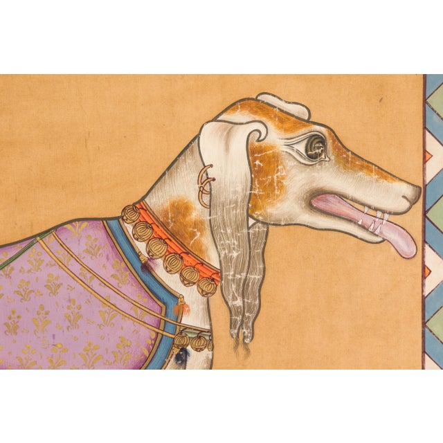 Mid 20th Century Framed Hand-Painted Indian Royal Greyhound Dog Mounted ...