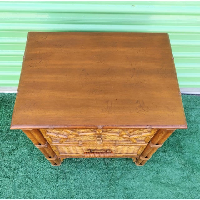 Vintage Henry Link Faux Bamboo Single 2 Drawer Nightstand | Chairish