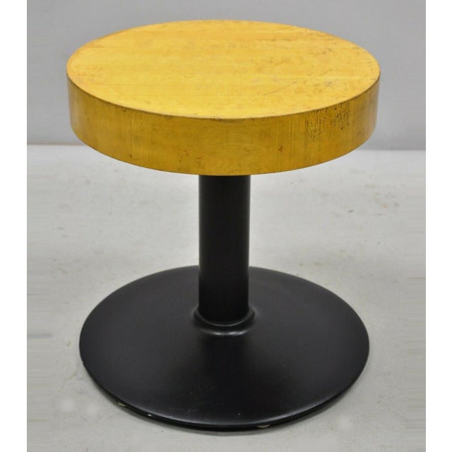 Vintage Industrial Round Butcher Block Wood 18" Cast Iron Pedestal Base ...