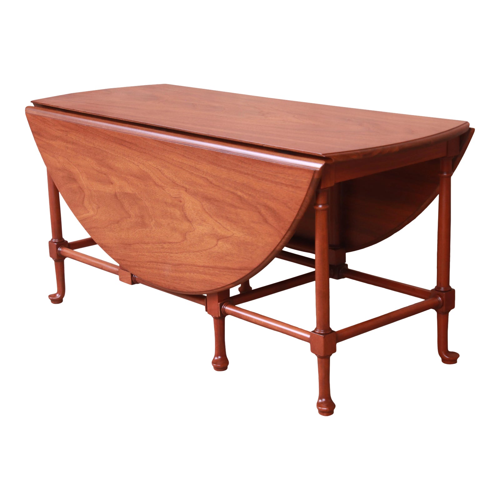 Baker Furniture Queen Anne Walnut Drop Leaf Coffee Table, Newly ...